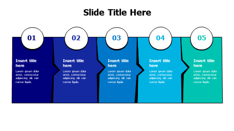Five Step Process Flow Chain Template | Arrows | PPT Design
