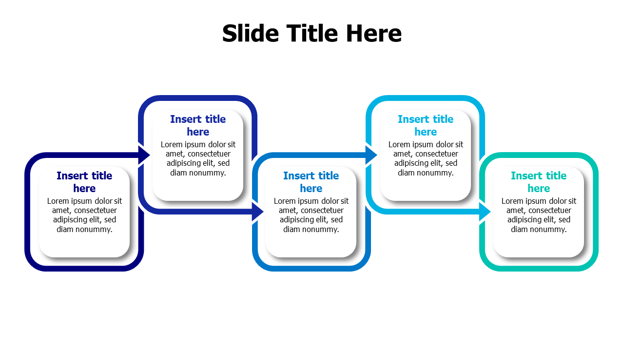 5 points curved squares with arrows infographic Inforgraphics & Slides