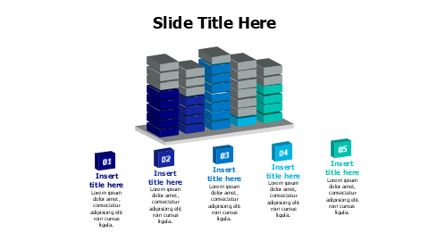 5 points 3D editable blocks infographic Inforgraphics & Slides