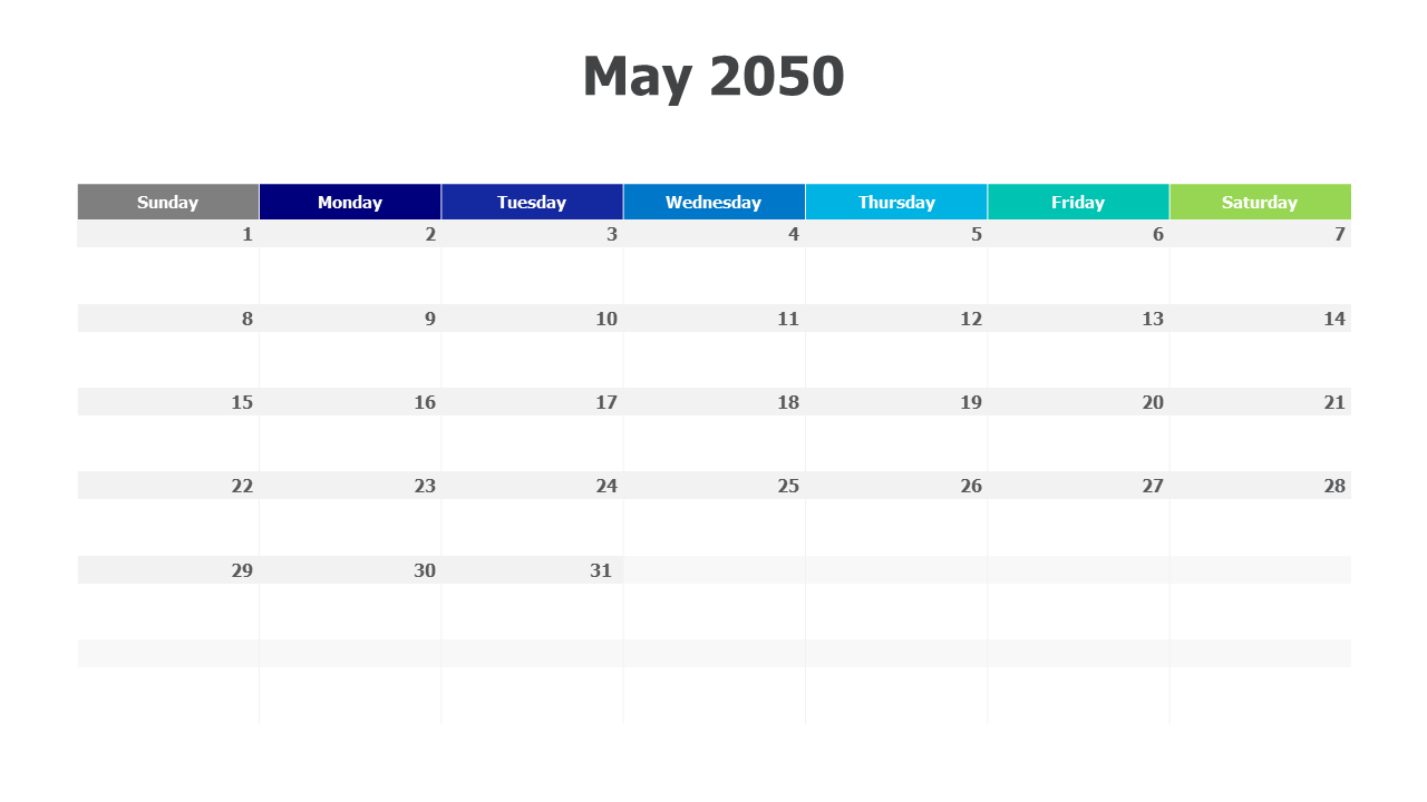 May 2050 calendar-7473 Infographics & Slides | PowerPoint & Google ...