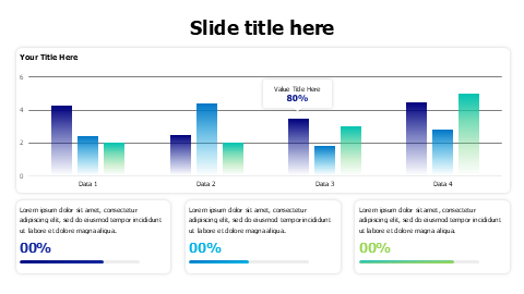 Colored column chart and meters dashboard Inforgraphics & Slides