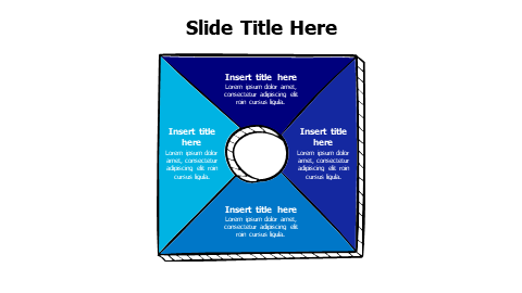 4 points divided doodle pierced square infographic-5756 PowerPoint Template