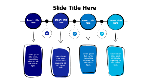 4 points doodle blocks and arrows timeline infographic with icons Inforgraphics & Slides