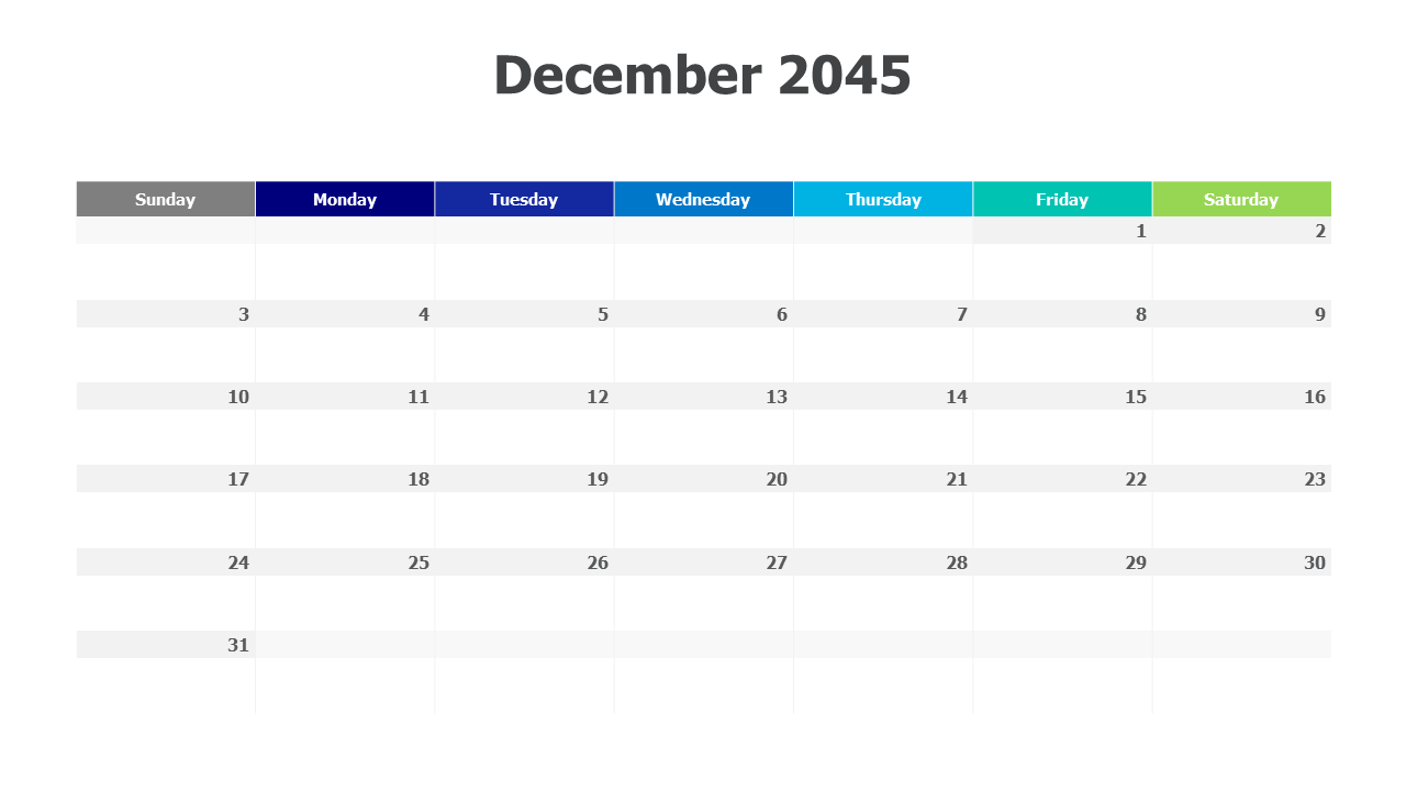 December 2045 calendar-7284 Infographics & Slides | PowerPoint & Google ...