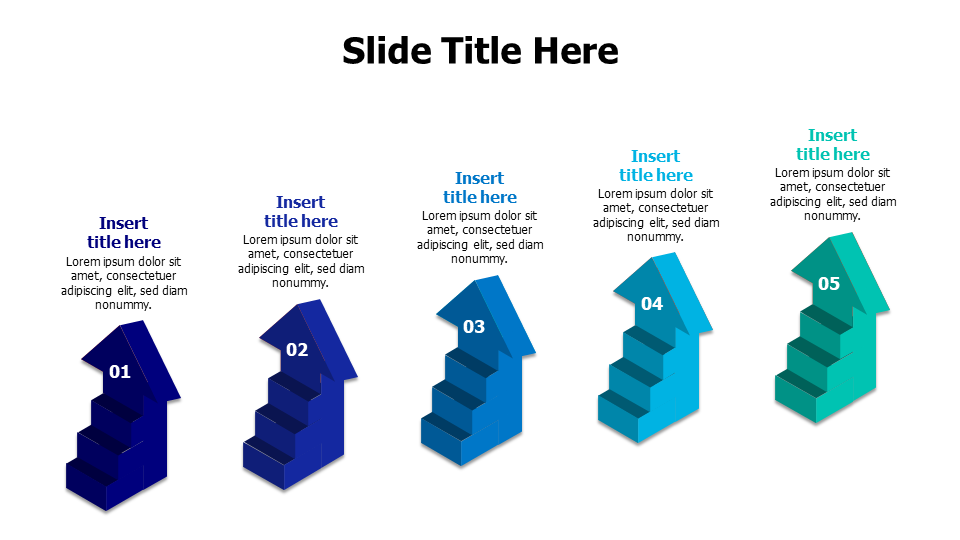 5 points 3D stairs colored arrows infographic-4647 PowerPoint Template