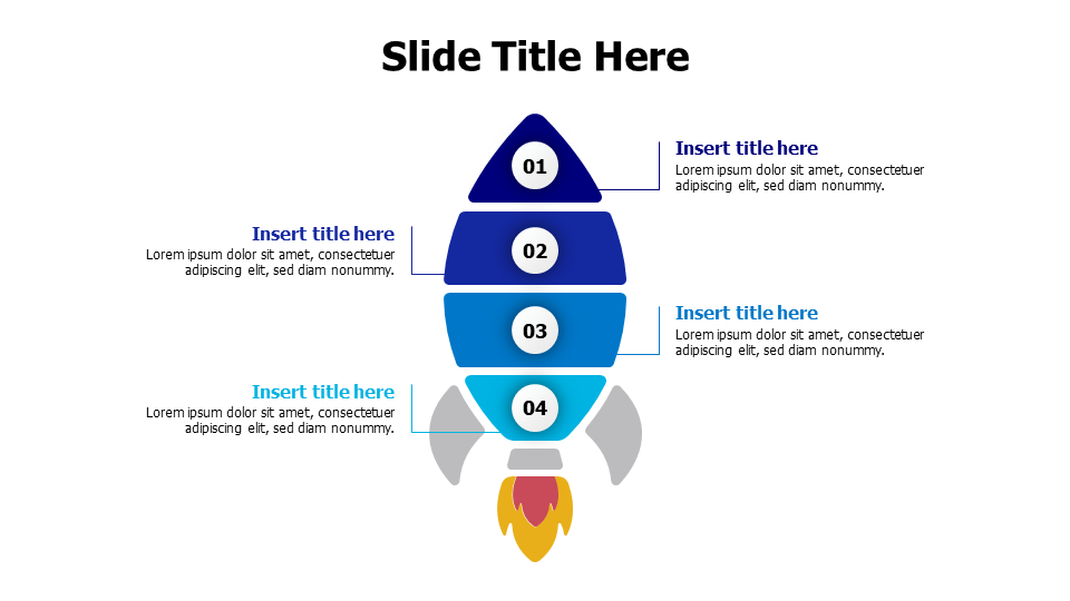 4 points flat divided rocket infographic Inforgraphics & Slides