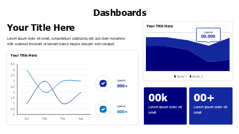 Area and curved lines charts dashboard with colored blocks-8042 ...