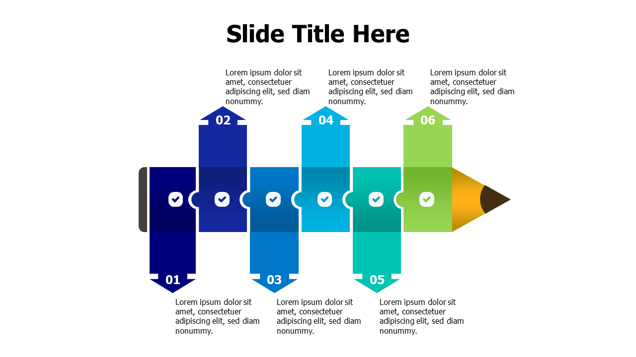 6-Step Pencil Arrow Process Infographic | Arrows-education | PPT Design
