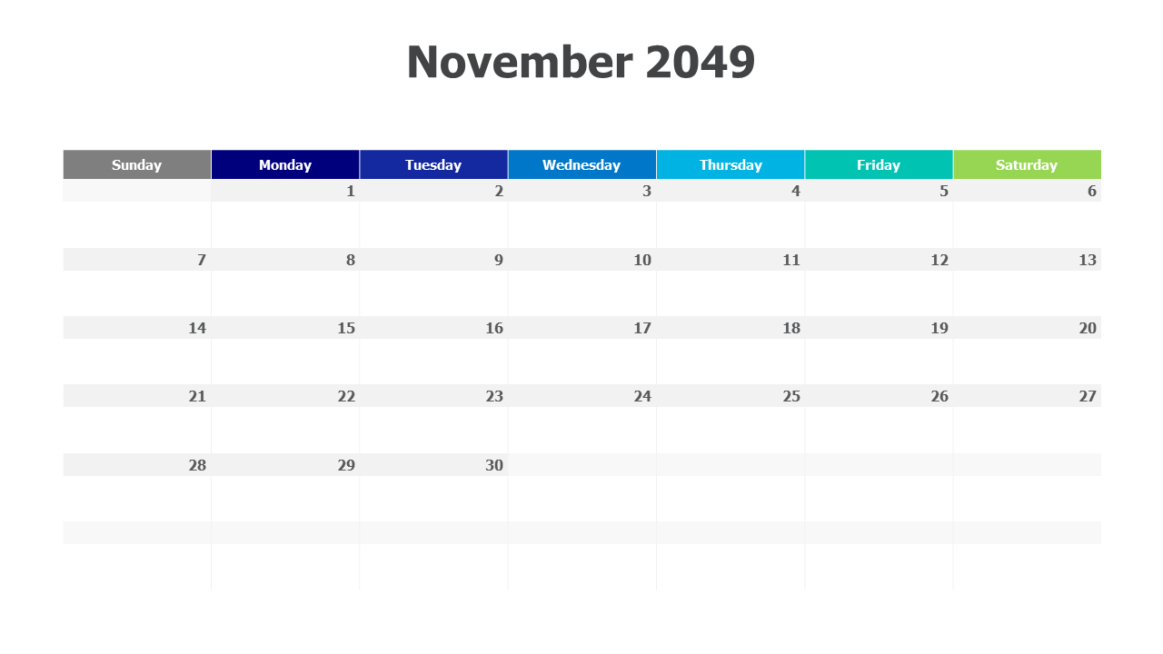 November 2049 calendar-7449 PowerPoint & Google Slides Template