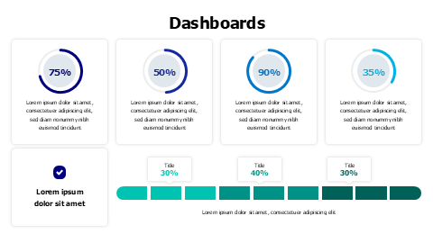 4 Circular Progress Meter Dashboard Layout | PPT Design