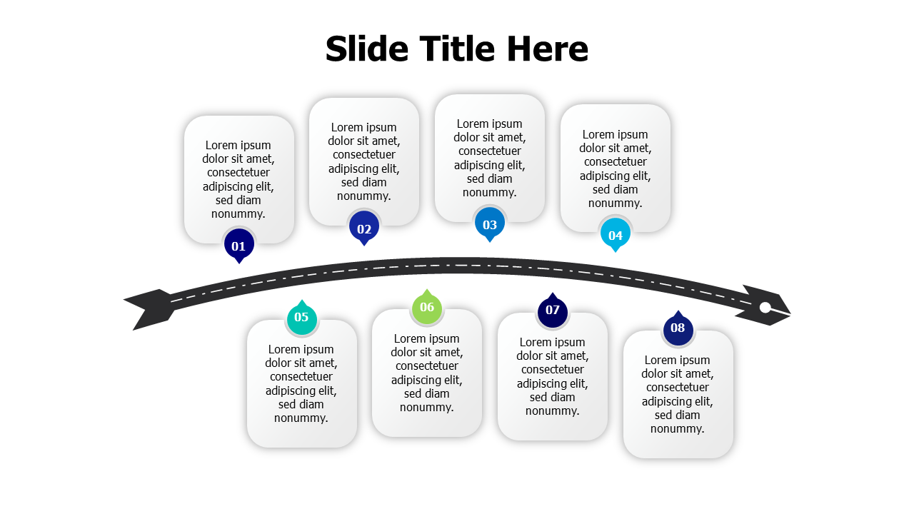 8-Step Arrow Path Process Flow | Arrows-multipurpose | PPT Design
