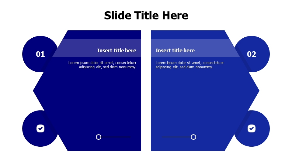 2 points colored blocks with icons and numbers infographic ...