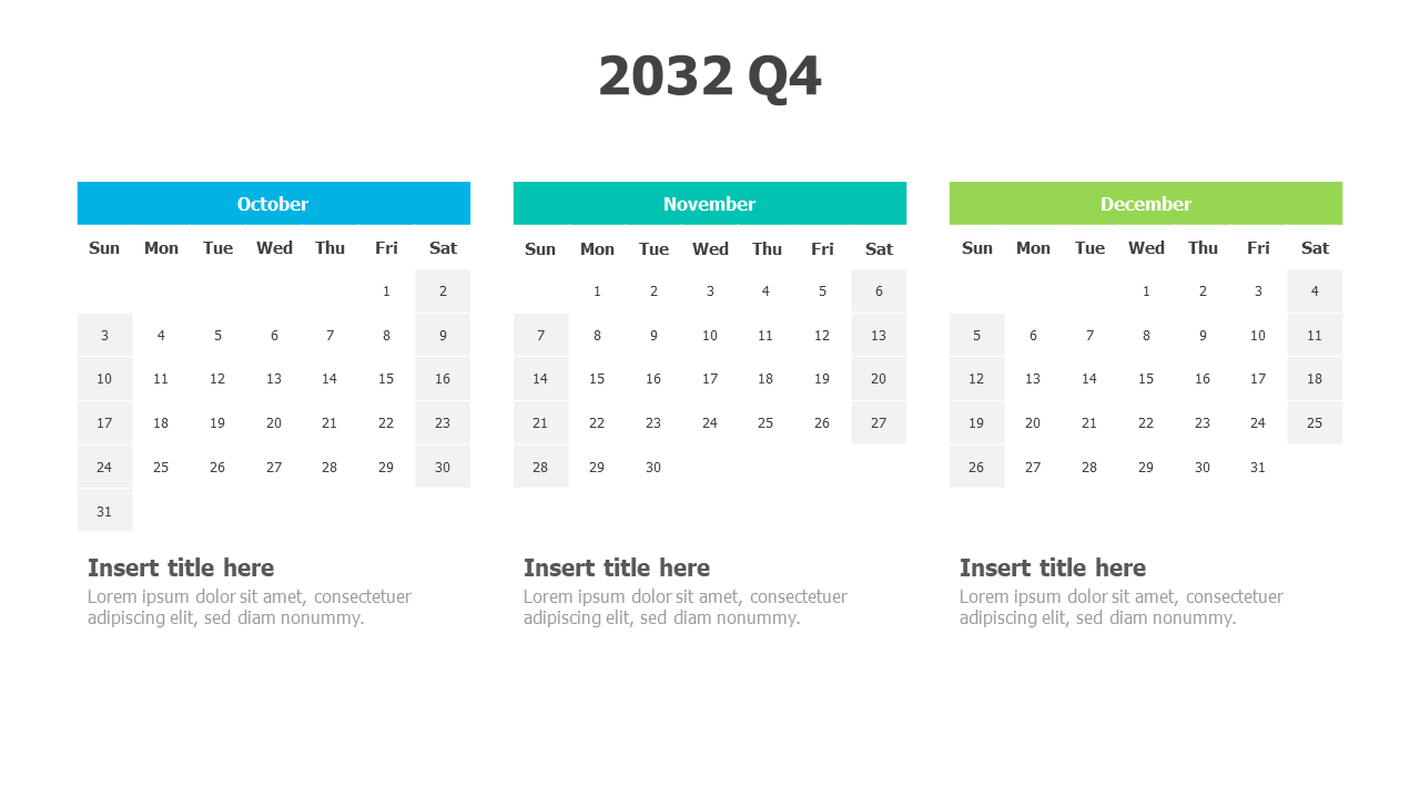 2032 Q4 Calendar-6743 PowerPoint Template