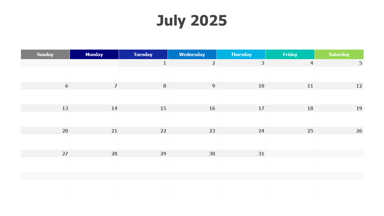 July 2025 calendar-6420 PowerPoint Template