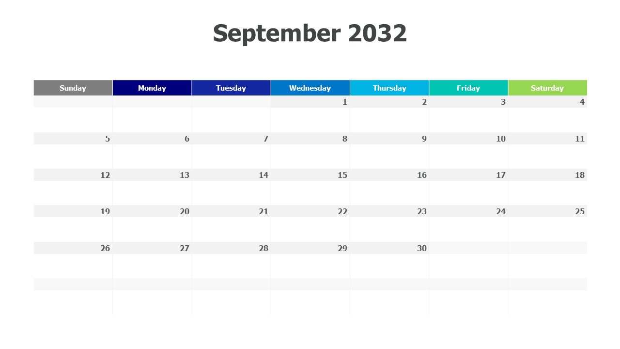 September 2032 calendar-6727 PowerPoint Template