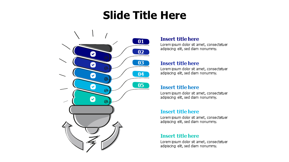 4 points outline bulb with icons infographic Inforgraphics & Slides