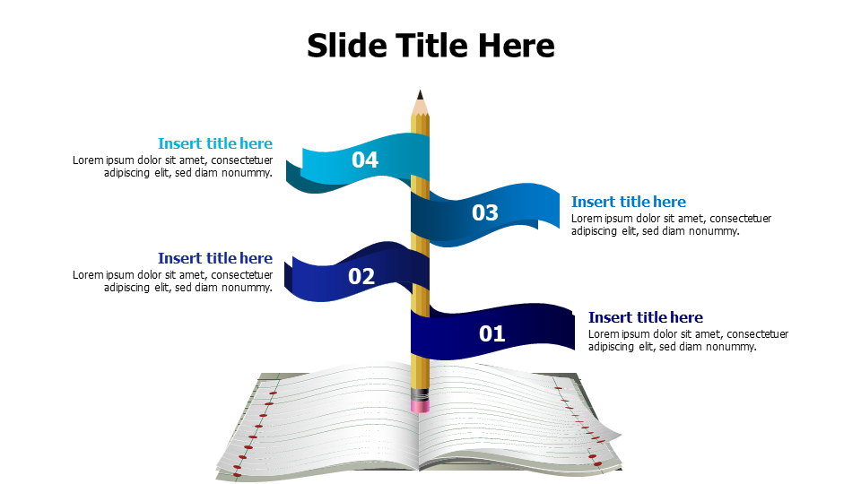 4-Step Learning Process Pencil Banner Infograph… | PPT Design