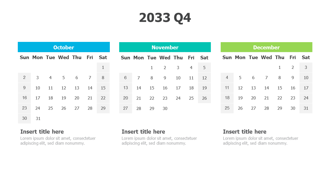 2033 Q4 Calendar-6785 PowerPoint Template