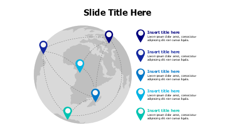 5 colored location pins around earth map infographic-7882 PowerPoint ...
