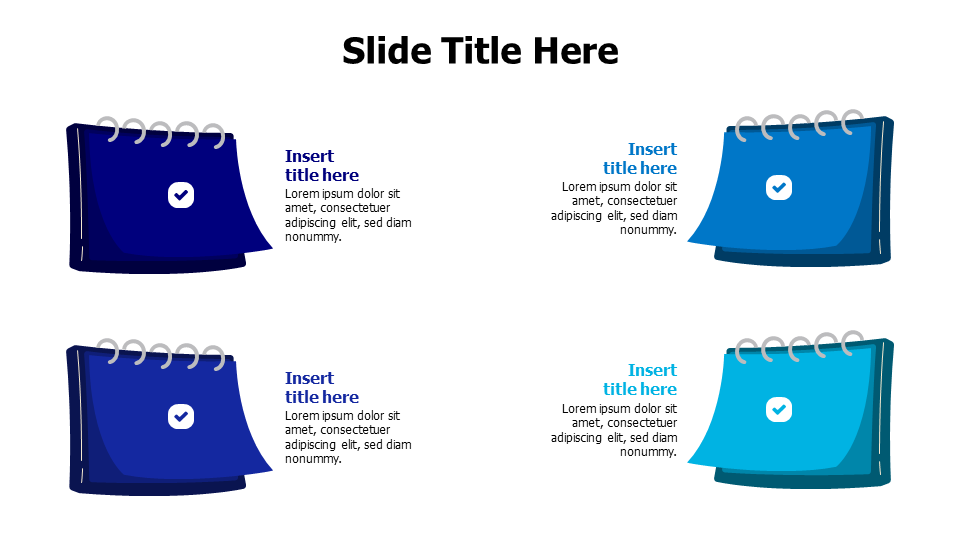 4 colored notebooks with icons infographic-5235 PowerPoint Template