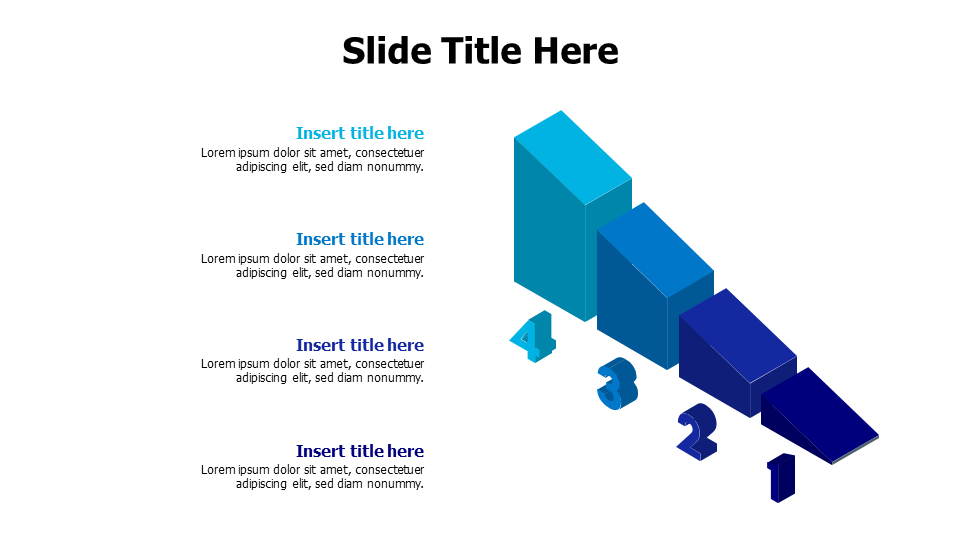 4 points colored 3D numbering with growing chart infographic Inforgraphics & Slides