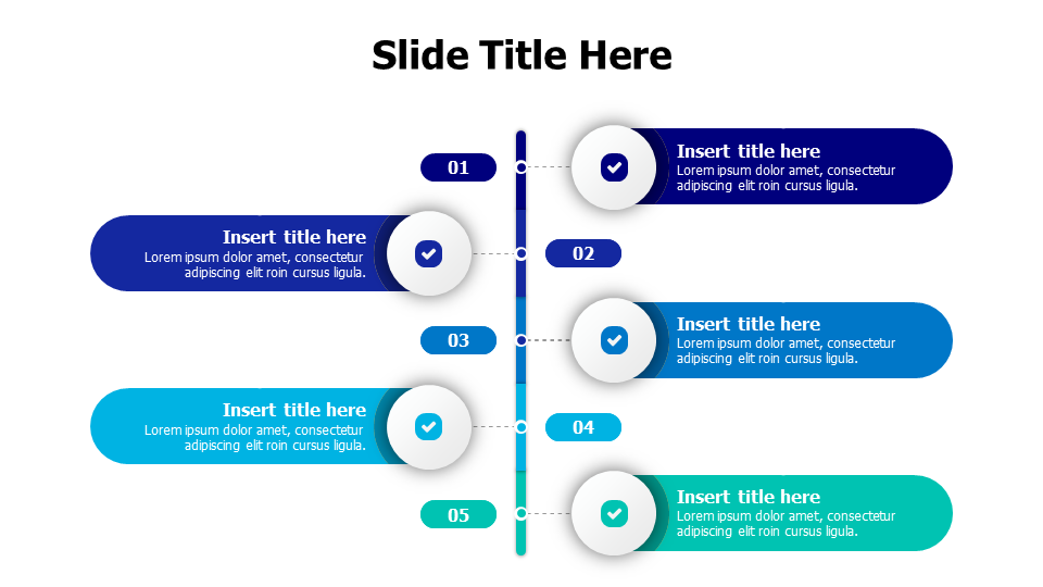 5 points branching blocks from a line infographic Inforgraphics & Slides