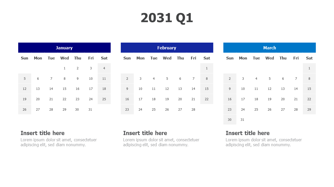 2031 Q1 Calendar Inforgraphics & Slides