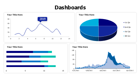 4 colored charts with numbers dashboard-8074 PowerPoint Template