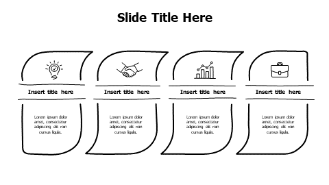 4 points doodle outline curved blocks infographic Inforgraphics & Slides