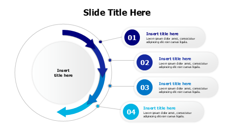 4 points branchign from a circle infographic Inforgraphics & Slides