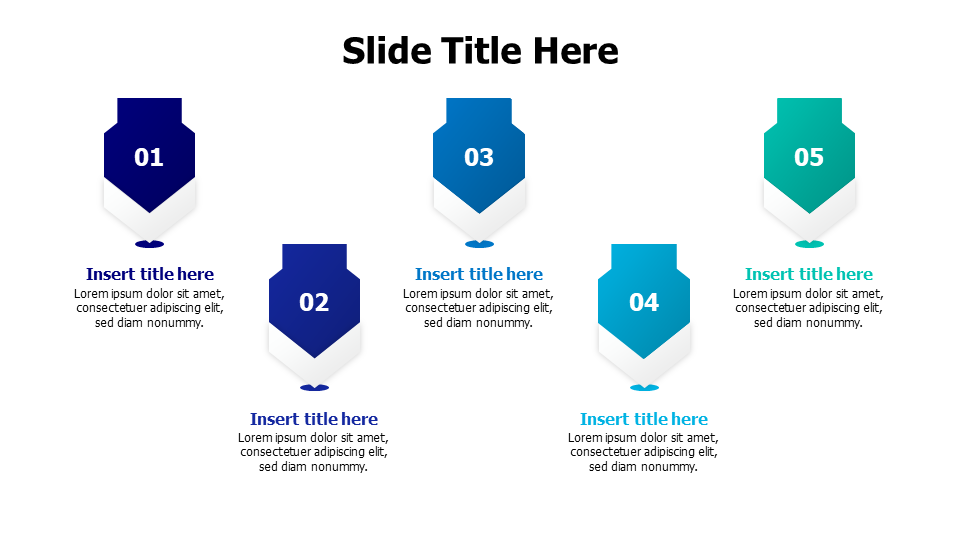 5 points colored shapes with numbering infographic-4750 PowerPoint Template