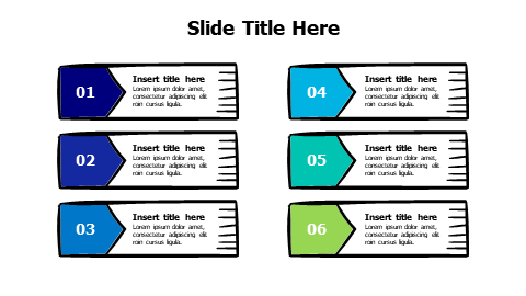 6 points doodle blocks with numbers infographic Inforgraphics & Slides