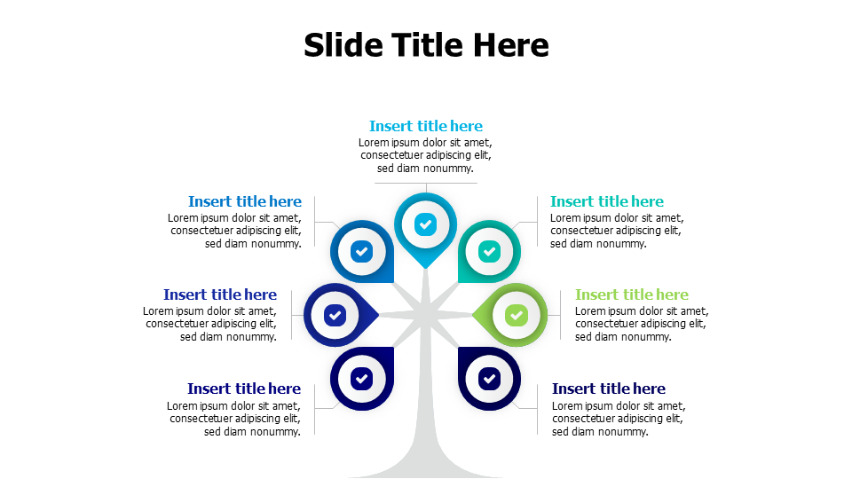 6 points branching ended with arrow infographic Inforgraphics & Slides