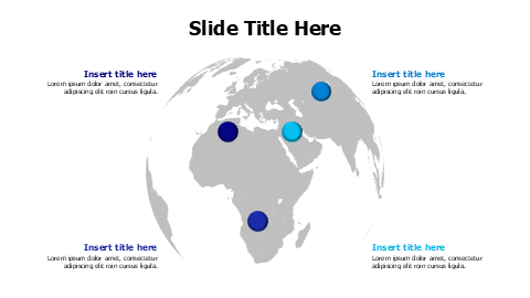 4 points colored pins on a world map infographic-7886 PowerPoint Template