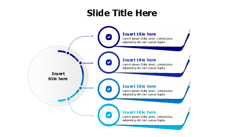 4 colored blocks branching with icons infographic Inforgraphics & Slides