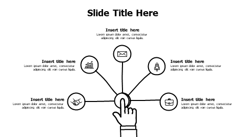 5 points doodle hand pressing a button infographic-5866 PowerPoint Template
