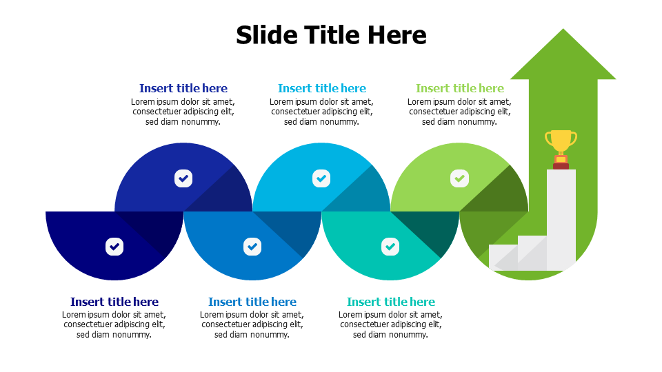 4 points divided arrow with results Inforgraphics & Slides