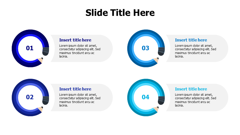 Four Rounded Pencils Template Inforgraphics Slides