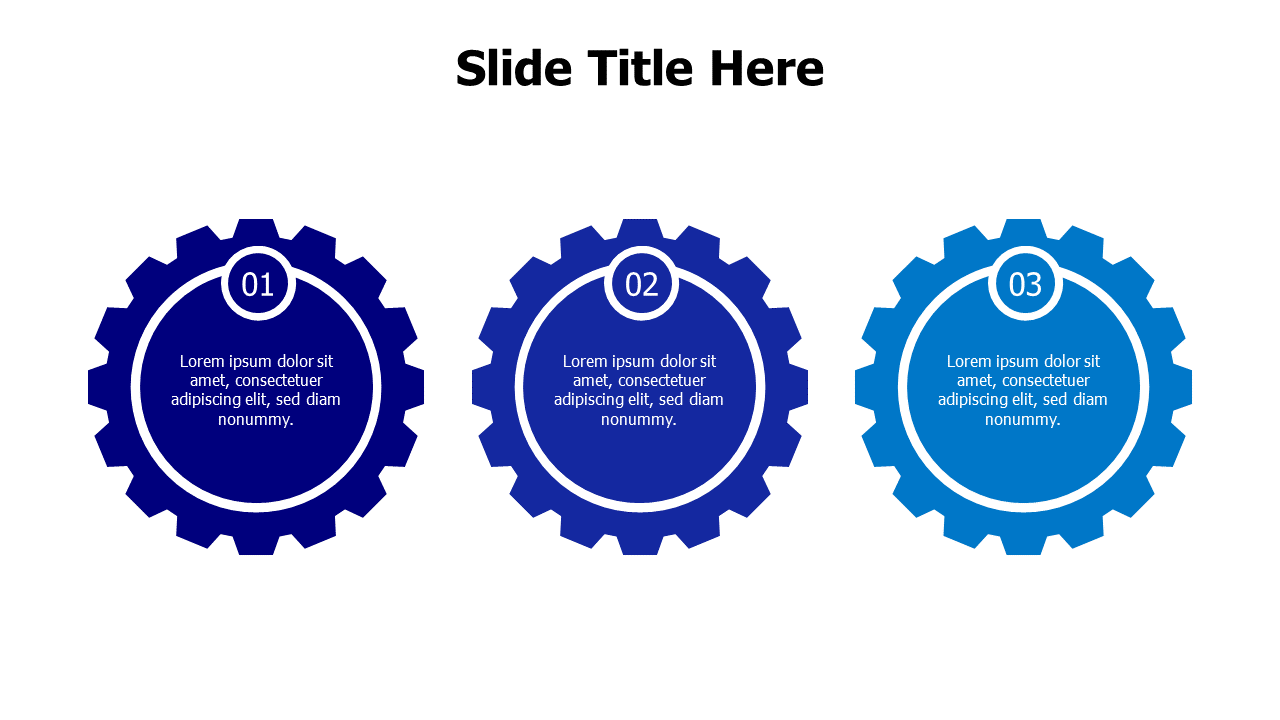 3 colored gears with numbering infographic Inforgraphics & Slides