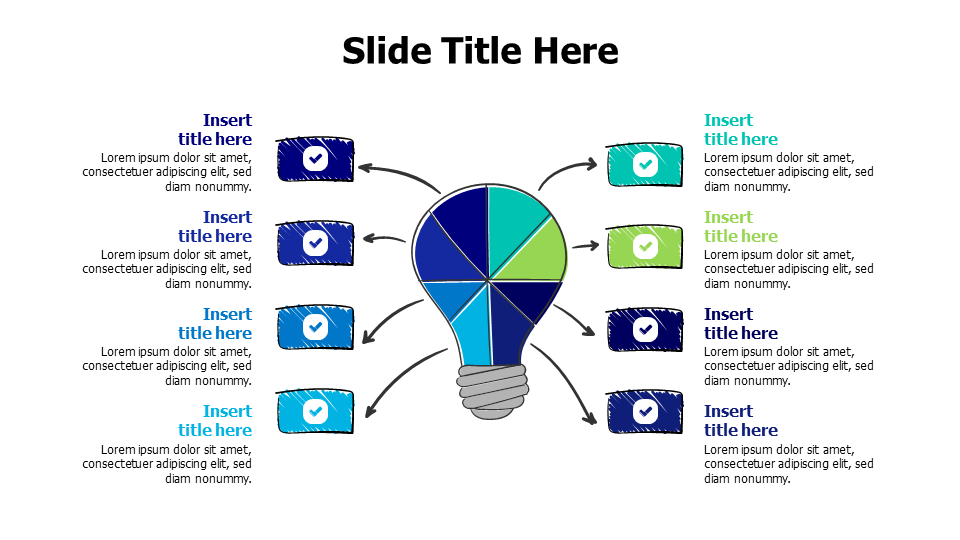 4 points outline bulb with icons infographic Inforgraphics & Slides