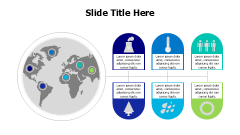 6 points branching curved shapes from a world map infographic-7888 ...