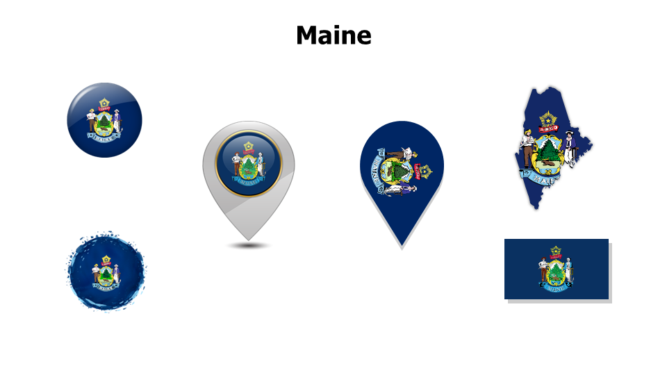 Maine State Flag Icon Collection | Flags | PPT Design