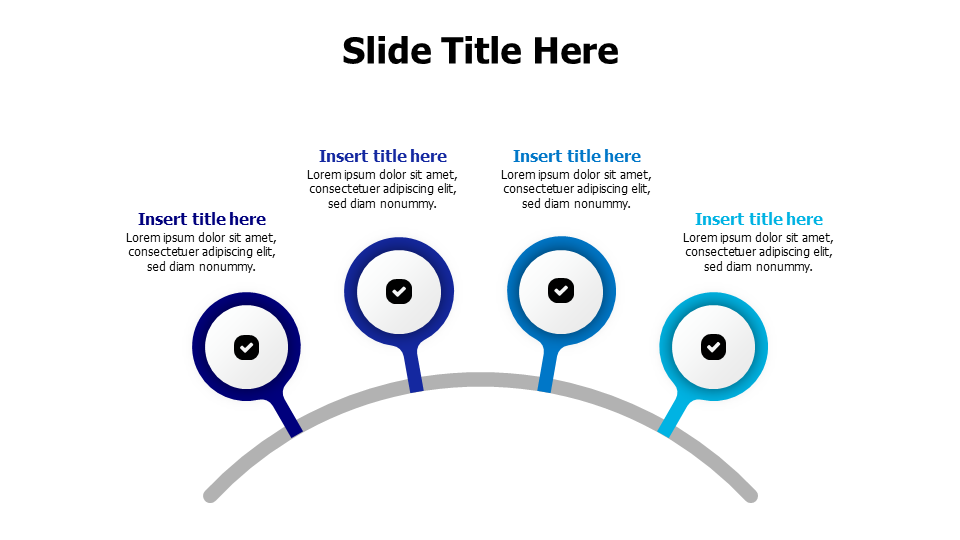 4 points from curved line infographic with icons Inforgraphics & Slides