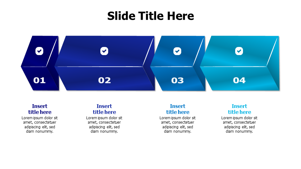 4 points 3D standing triangles infographic Inforgraphics & Slides