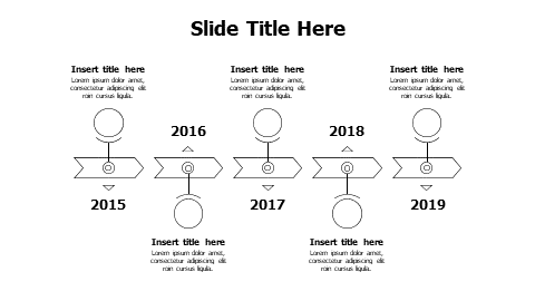 Fünf Jahre Doodle Pfeil Zeitachse | Pfeile | PPT Design