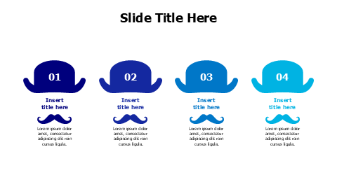 4 colored Hat and mustache infographic-9009 PowerPoint Template